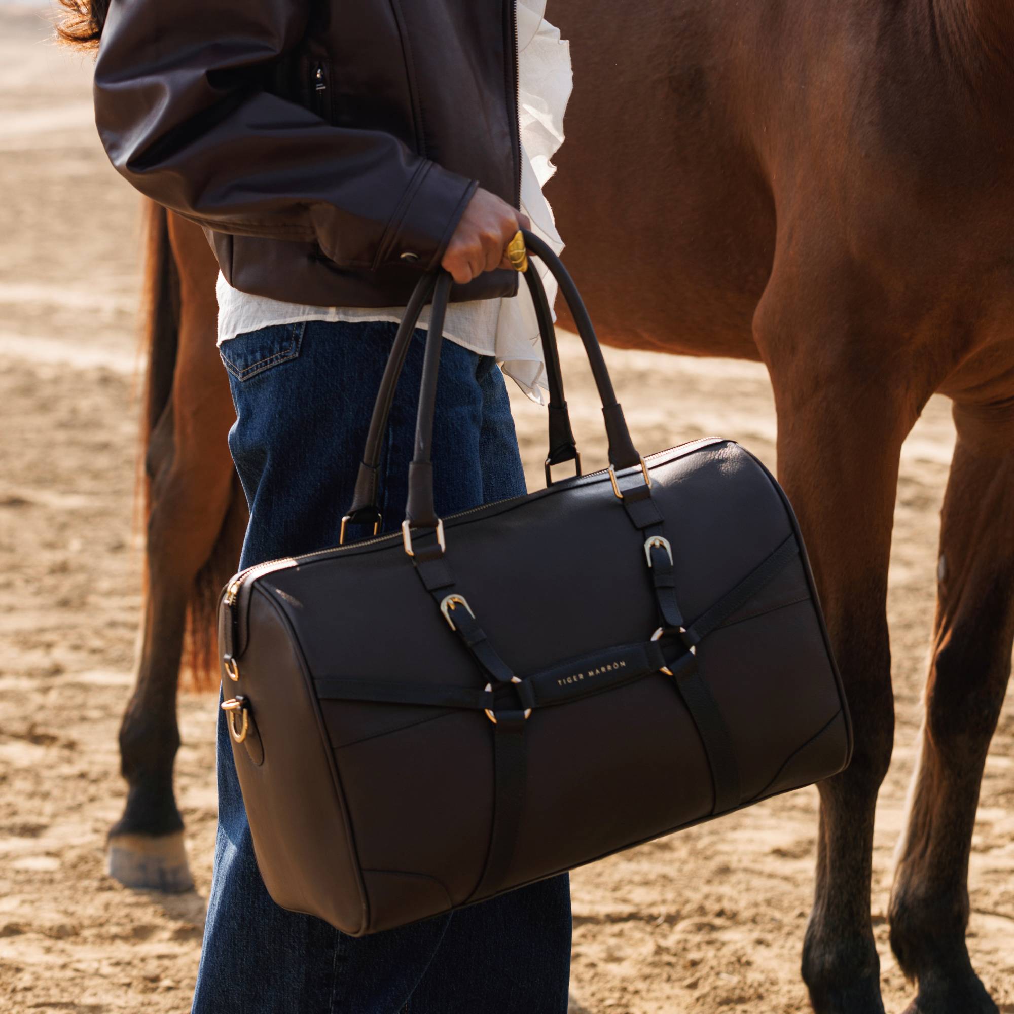 Buy Halter Duffle - Brown vegan Leather duffle Bag Online in India